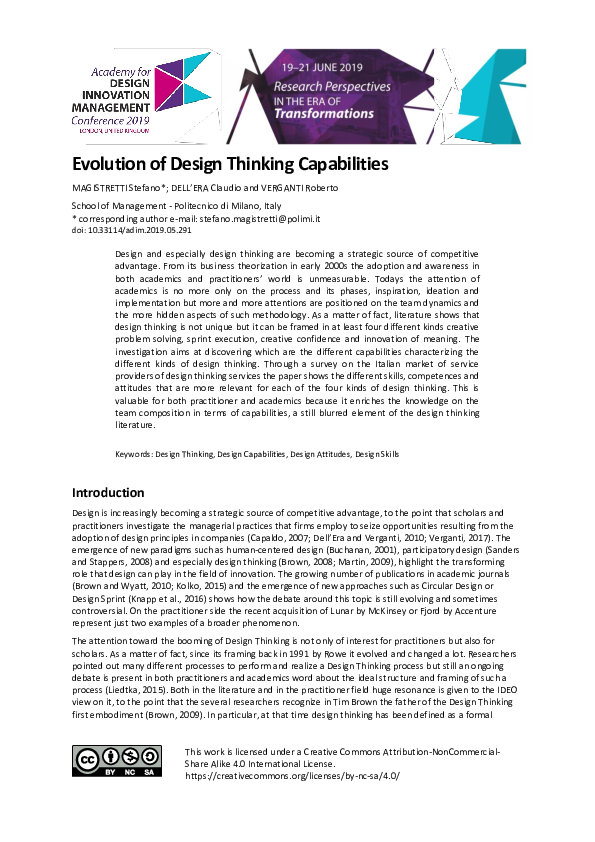 (PDF) Evolution of Design Thinking Capabilities