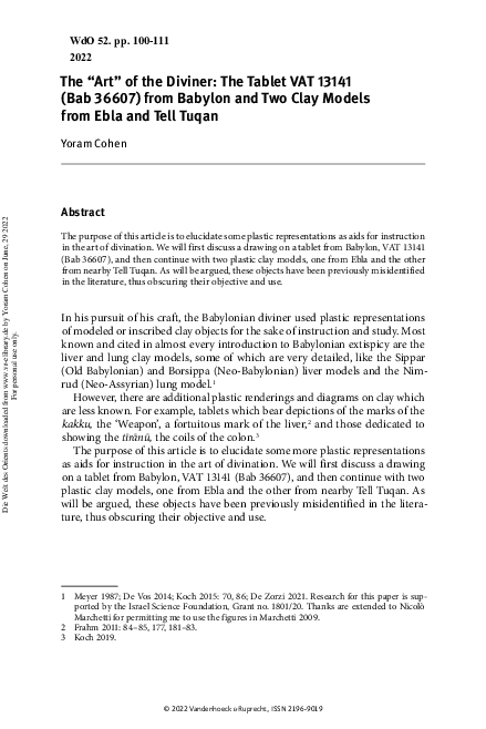 (PDF) The "Art" of the Diviner: The Tablet VAT 13141 (Bab 36607) from ...