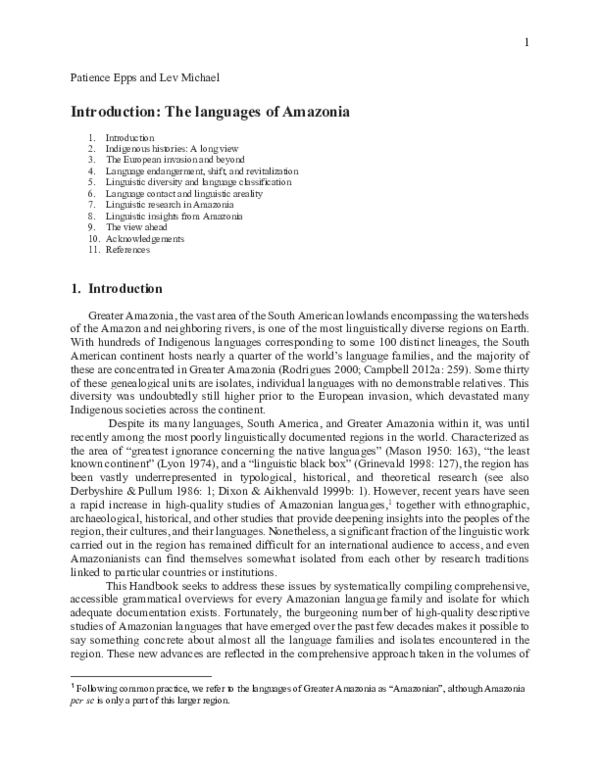 (PDF) Introduction to Amazonian Languages: Language Isolates, An ...