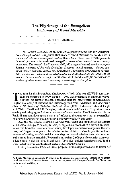 (PDF) The Pilgrimage of the Evangelical Dictionary of World Missions