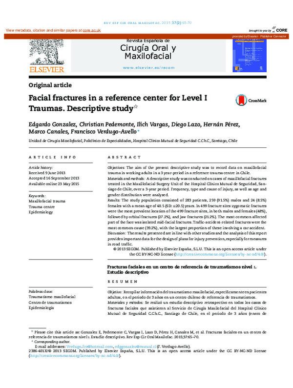 (PDF) Facial fractures in a reference center for Level I Traumas ...