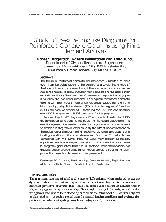 (PDF) Study of Pressure-Impulse Diagrams for Reinforced Concrete ...