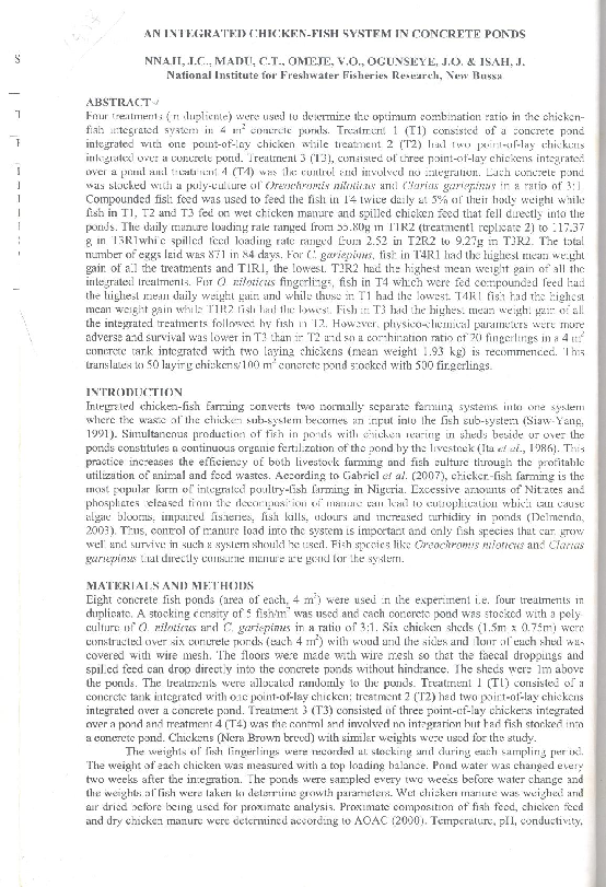 (PDF) An Integrated Chicken-fish System in Concrete Ponds