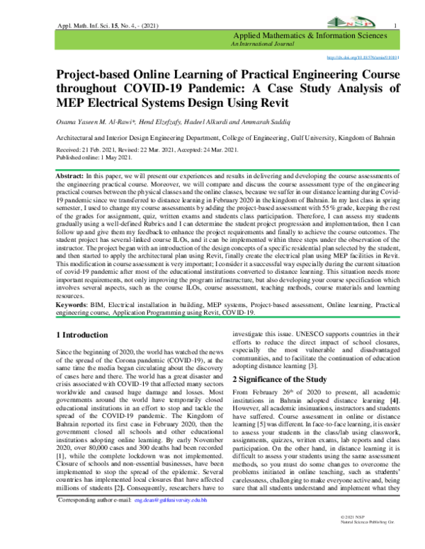 (PDF) Project-based Online Learning of Practical Engineering Course ...