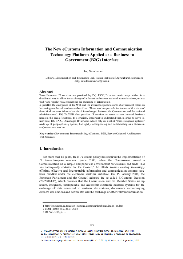 (PDF) The New eCustoms Information and Communication Technology ...