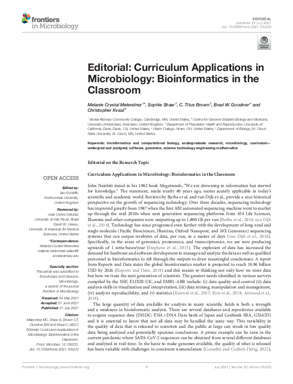 (PDF) Editorial: Curriculum Applications in Microbiology ...