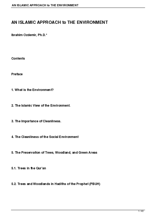 (PDF) An Islamic approach to the environment