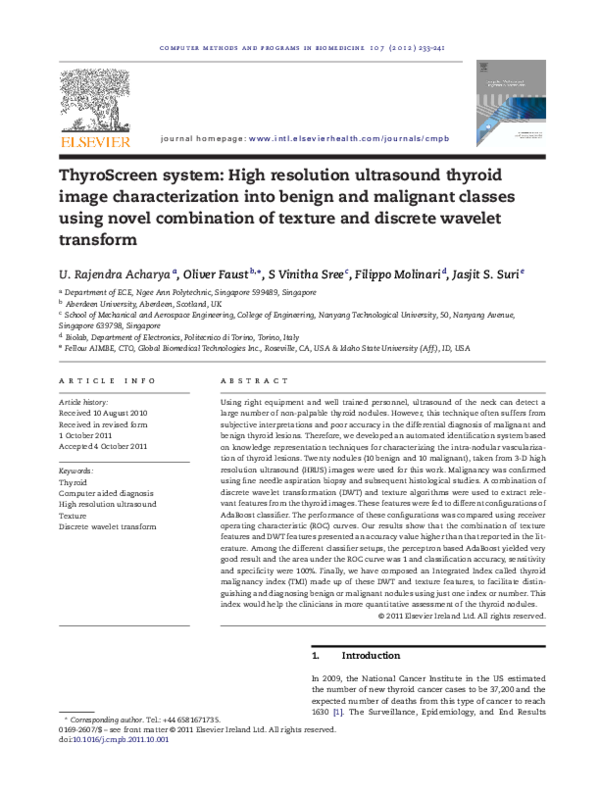 (PDF) ThyroScreen system: High resolution ultrasound thyroid image ...