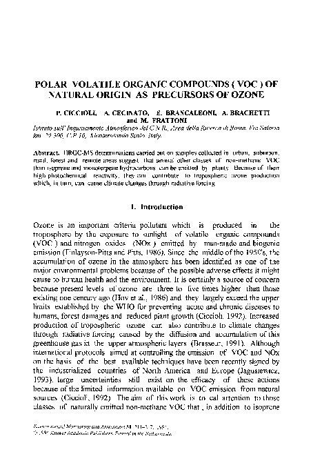(PDF) Polar volatile organic compounds (VOC) of natural origin as ...