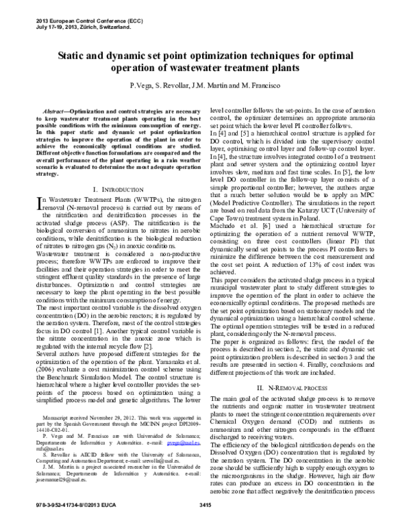 (PDF) Static and dynamic set point optimization techniques for optimal operation of wastewater ...