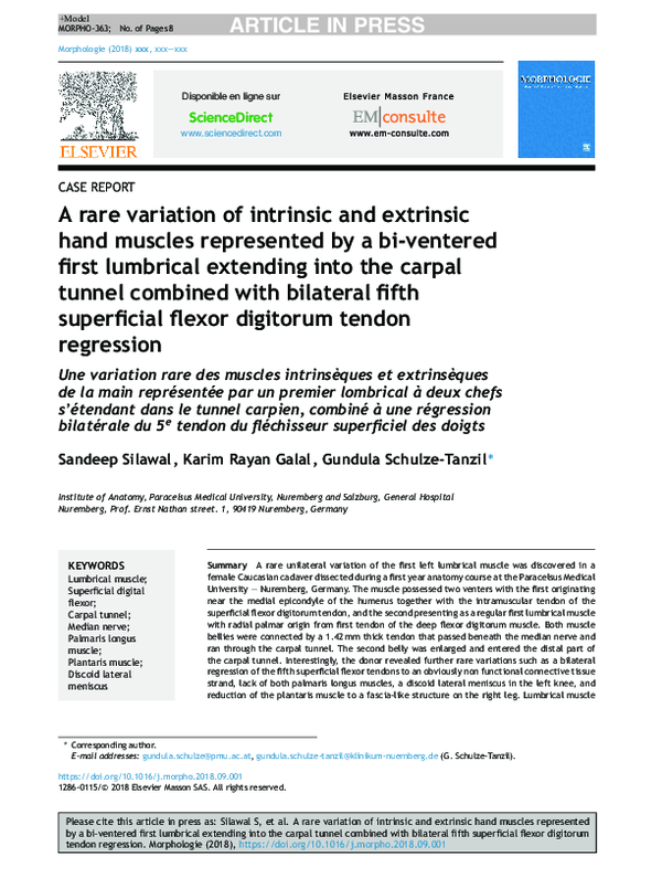 (PDF) A rare variation of intrinsic and extrinsic hand muscles ...