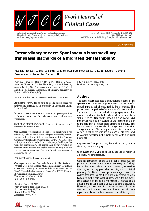 (PDF) Extraordinary sneeze: Spontaneous transmaxillary-transnasal ...