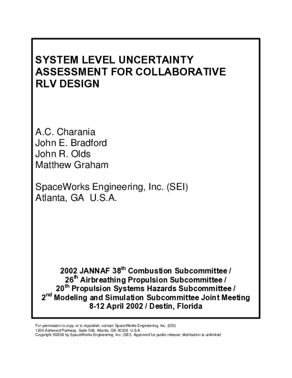 (PDF) System Level Uncertainty Assessment for Collaborative RLV Design