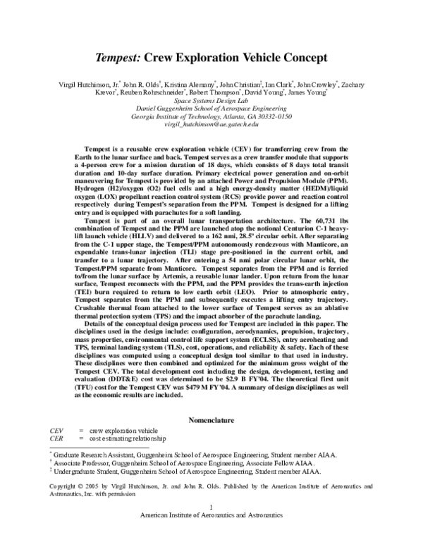 (PDF) Tempest: Lunar Crew Exploration Vehicle Design