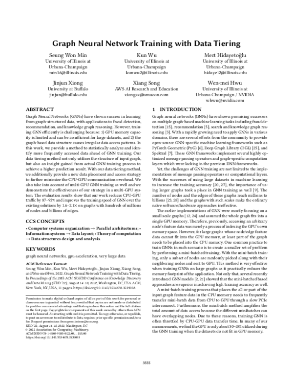 (PDF) Graph Neural Network Training and Data Tiering