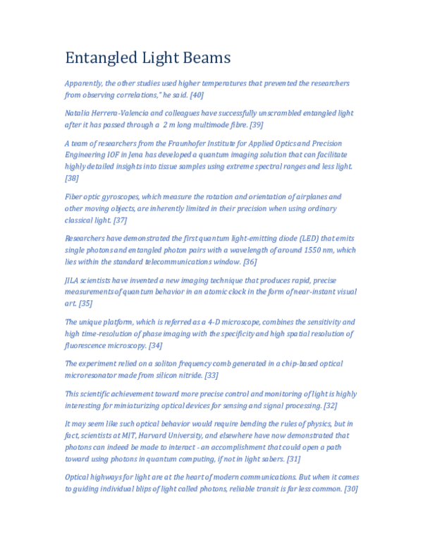 (PDF) Entangled Light Beams