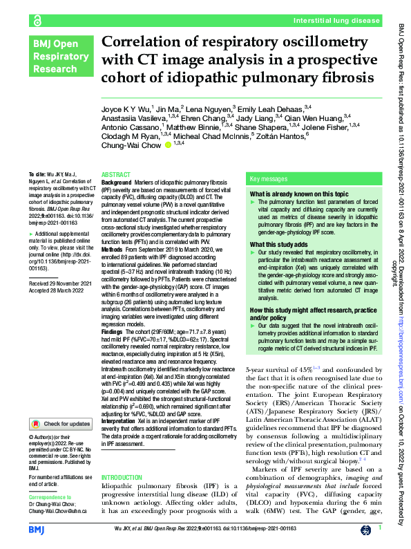 (PDF) Correlation of respiratory oscillometry with CT image analysis in ...