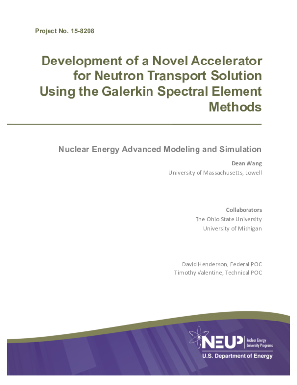 (PDF) Development of a Novel Accelerator for Neutron Transport Solution Using the Galerkin ...