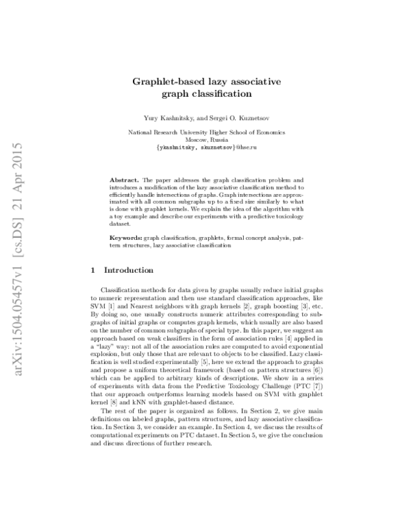 (PDF) Graphlet-based lazy associative graph classification
