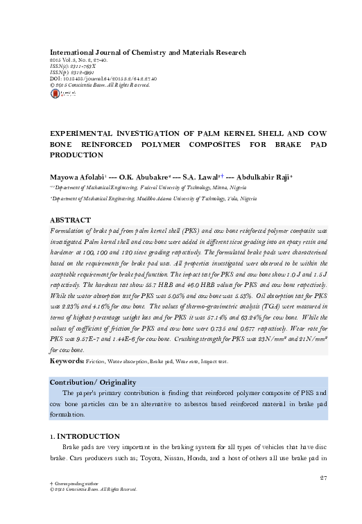 (PDF) Experimental Investigation of Palm Kernel Shell and Cow Bone ...