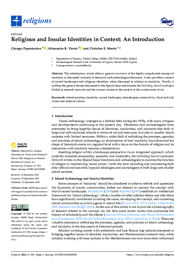 (PDF) Religious and insular identities in context: an introduction