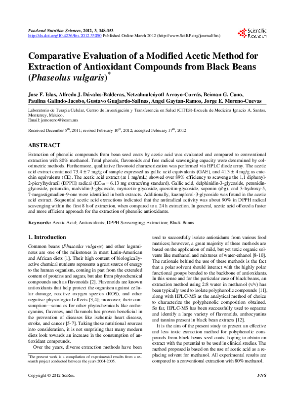 (PDF) Efficient Antioxidant Extraction from Black Beans