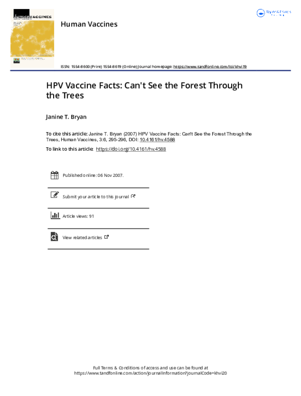 (PDF) HPV Vaccine Facts: Can't See the Forest Through the Trees