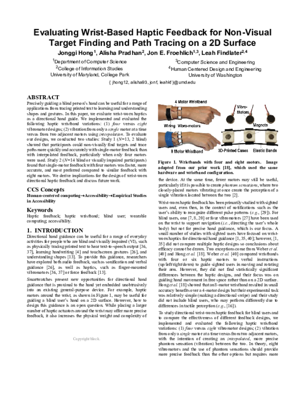 (PDF) Evaluating Wrist-Based Haptic Feedback for Non-Visual Target ...