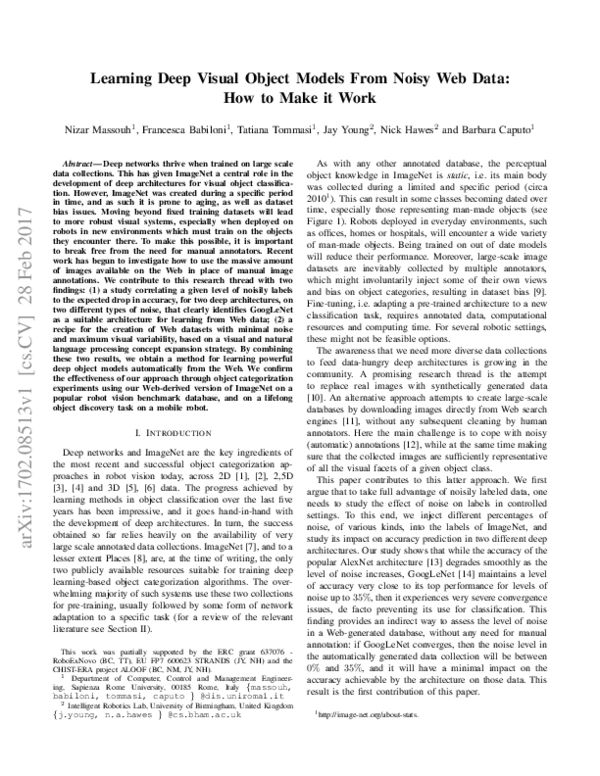 Pdf Learning Deep Visual Object Models From Noisy Web Data How To