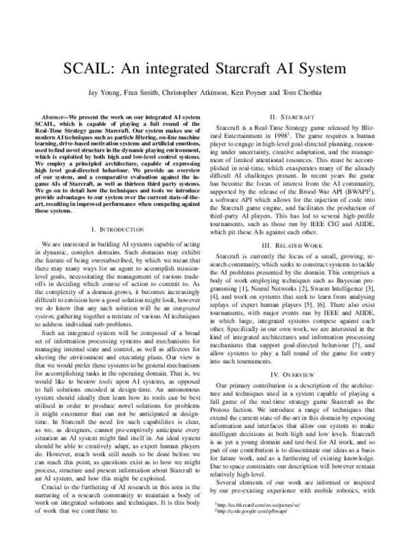 (PDF) SCAIL: An integrated Starcraft AI system | jay young - Academia.edu