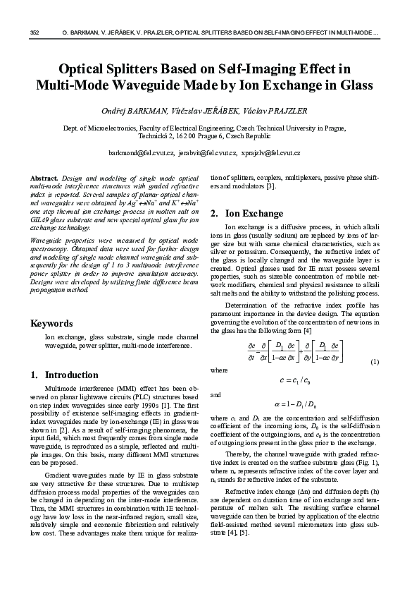 (PDF) Optical Splitters Based on Self-Imaging Effect in Multi-Mode ...