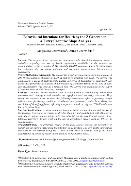 (PDF) Behavioural Intentions for Health by the Z Generation: A Fuzzy ...