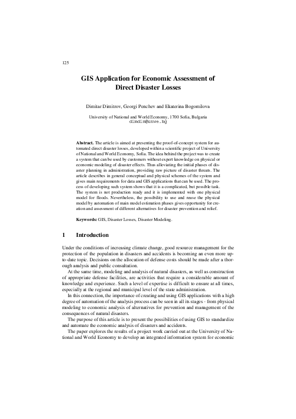 (PDF) GIS Application for Economic Assessment of Direct Disaster Losses