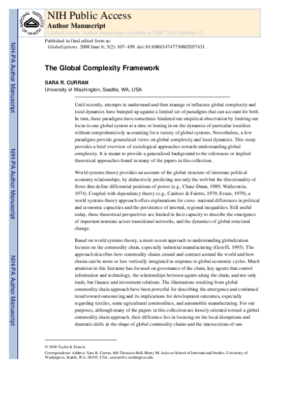(PDF) The Global Complexity Framework