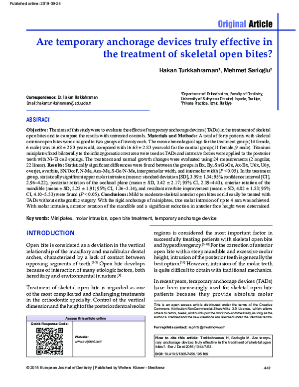 (PDF) Are temporary anchorage devices truly effective in the treatment ...