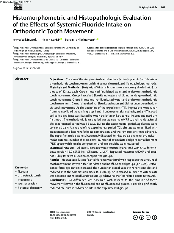 (PDF) Histomorphometric and Histopathologic Evaluation of the Effects of Systemic Fluoride ...