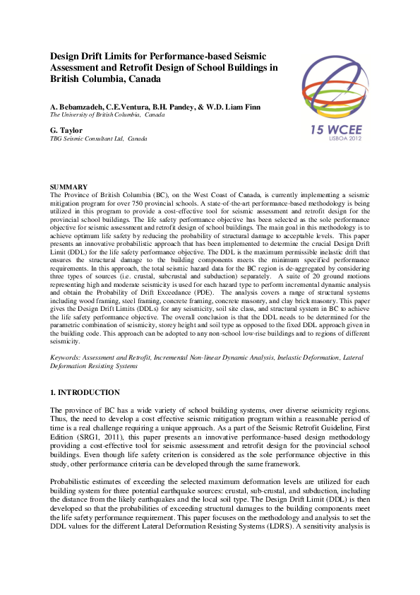(PDF) Design Drift Limits for Performance-based Seismic Assessment and ...