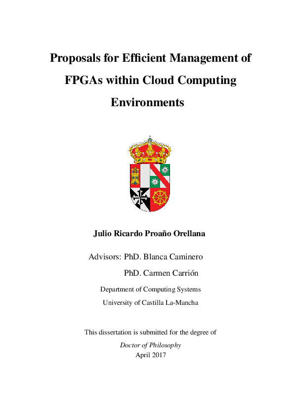 Pdf Proposals For Efficient Management Of Fpgas Within Cloud Computing Environments