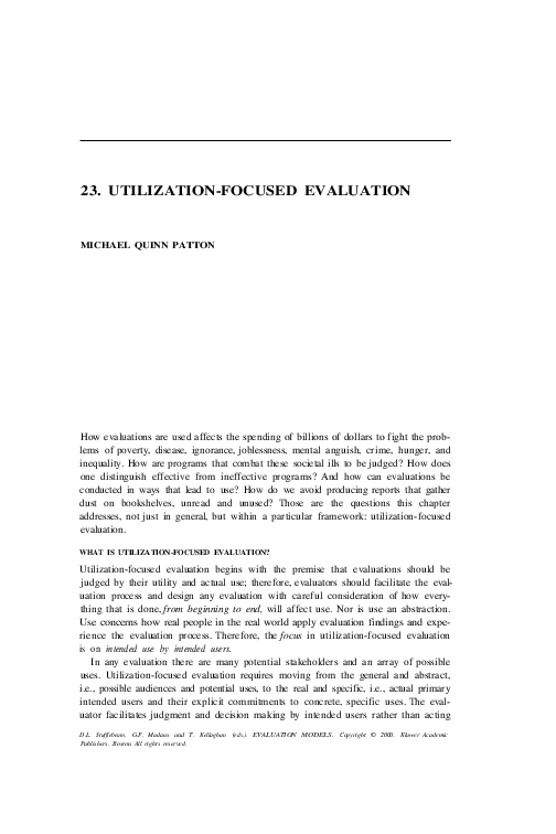 (PDF) Utilization-Focused Evaluation