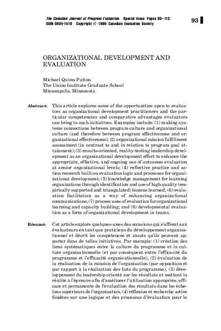 (PDF) Organizational Development and Evaluation