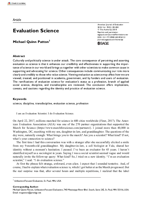 (PDF) Evaluation Science