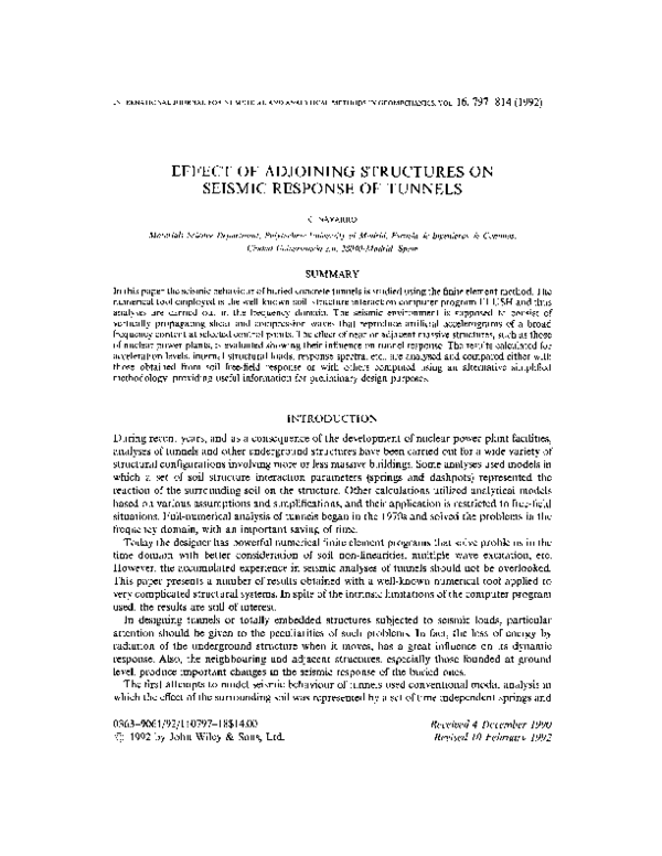 (PDF) Effect of adjoining structures on seismic response of tunnels ...