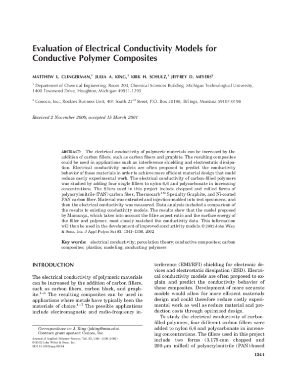 (PDF) Evaluation of electrical conductivity models for conductive ...