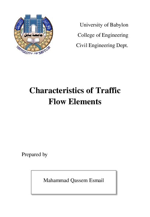 (PDF) Characteristics of Traffic Flow Elements