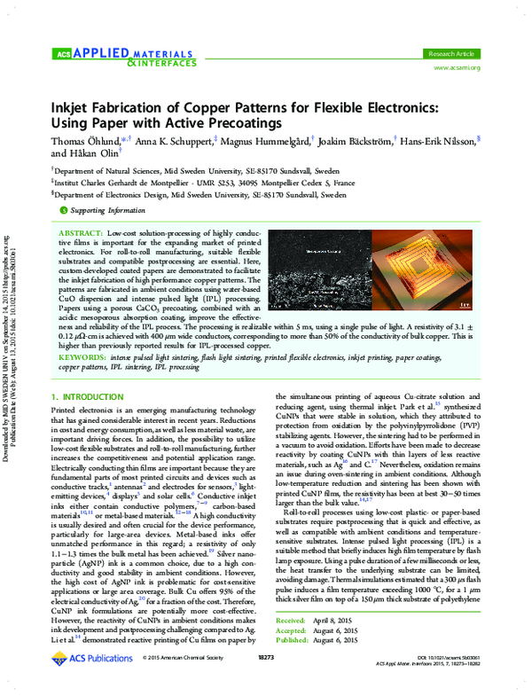 (PDF) Inkjet Fabrication of Copper Patterns for Flexible Electronics ...
