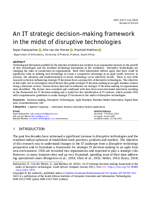 (PDF) An IT strategic decision-making framework in the midst of ...