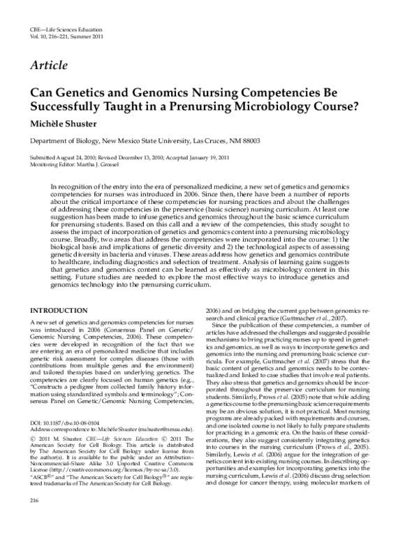(PDF) Can Genetics and Genomics Nursing Competencies Be Successfully ...