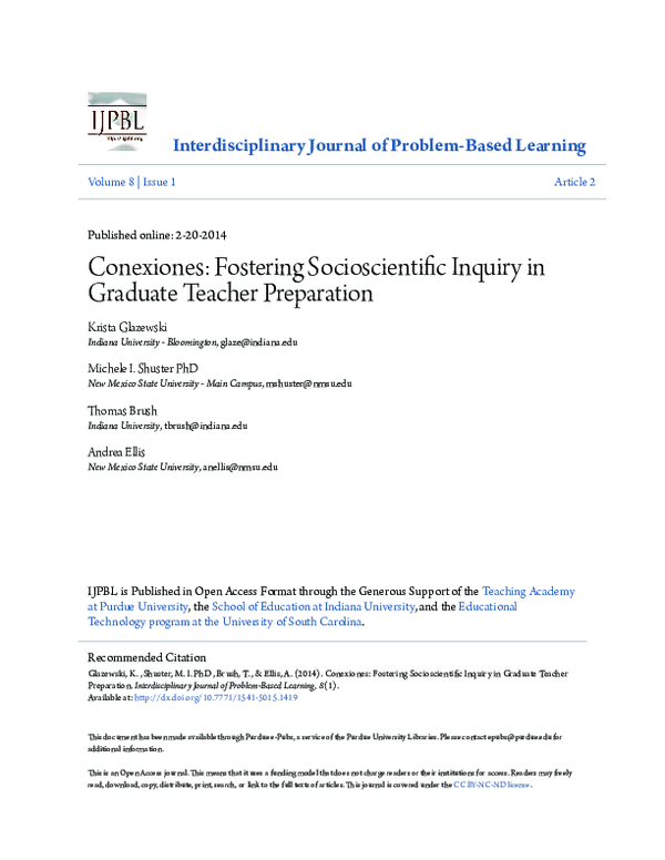 (PDF) Teaching Socioscientific Inquiry in Graduate Programs