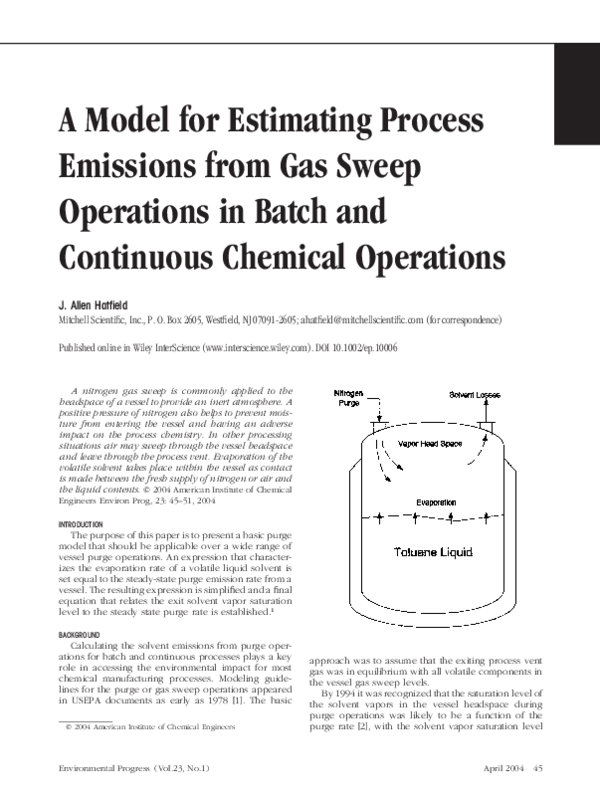 (PDF) A model for estimating process emissions from gas sweep ...