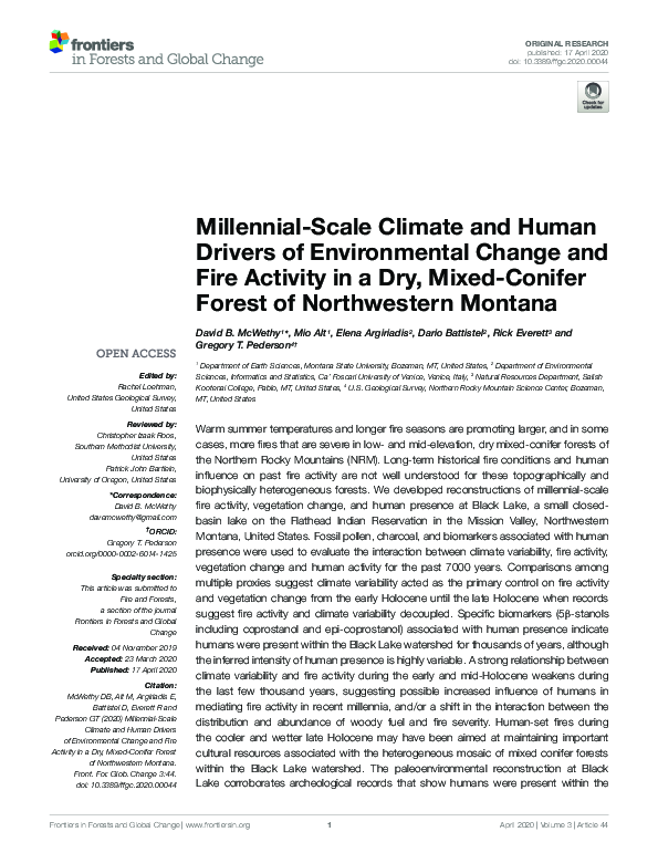 (PDF) Millennial-Scale Climate and Human Drivers of Environmental ...